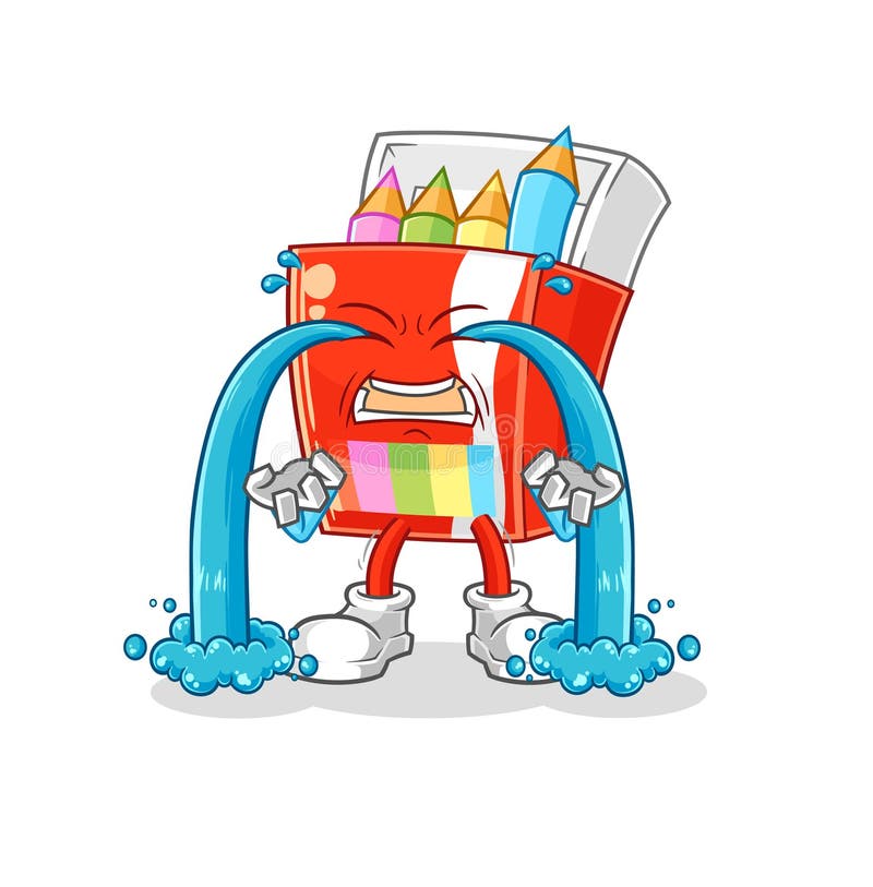 Colored Pencils Crying Illustration. Character Vector Stock Vector ...