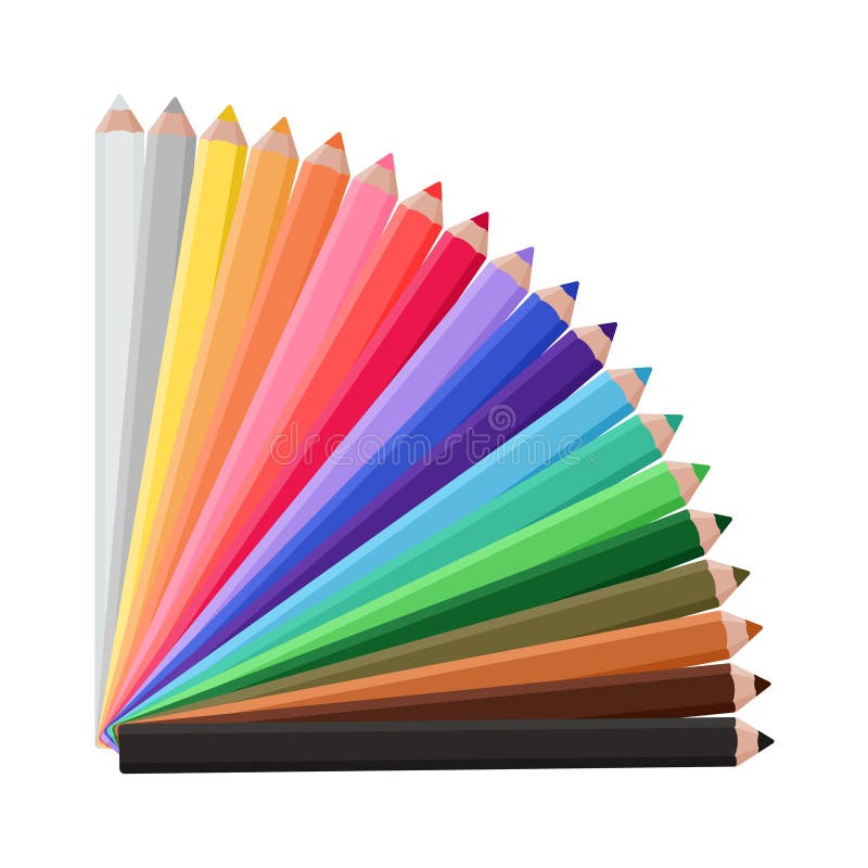 Colored Pencils of Different Colors Spread Out Like a Fan Stock Vector ...
