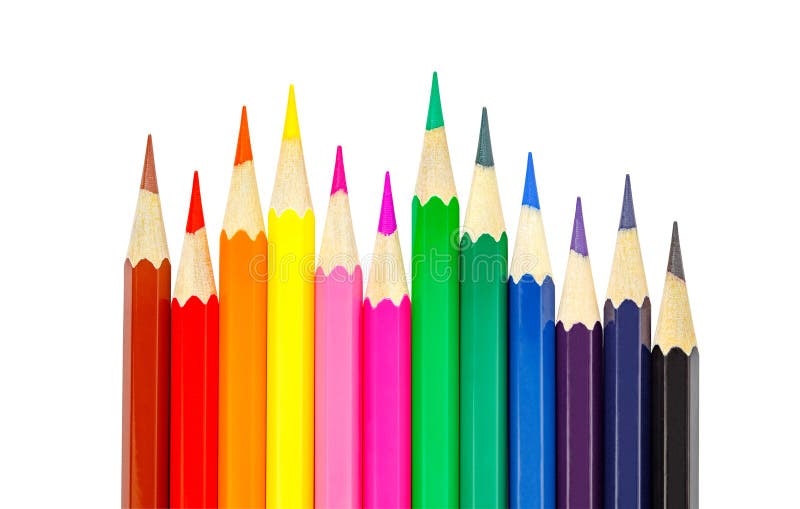 Colored Pencils Different Lengths, Lying Side by Side, Close-up ...