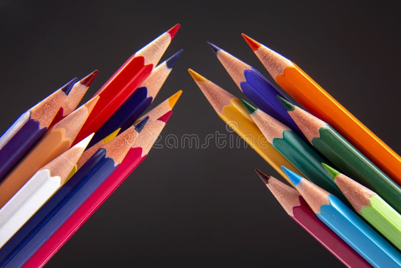 Colored Pencils for Drawing on a Dark Background. Items for Creativity ...