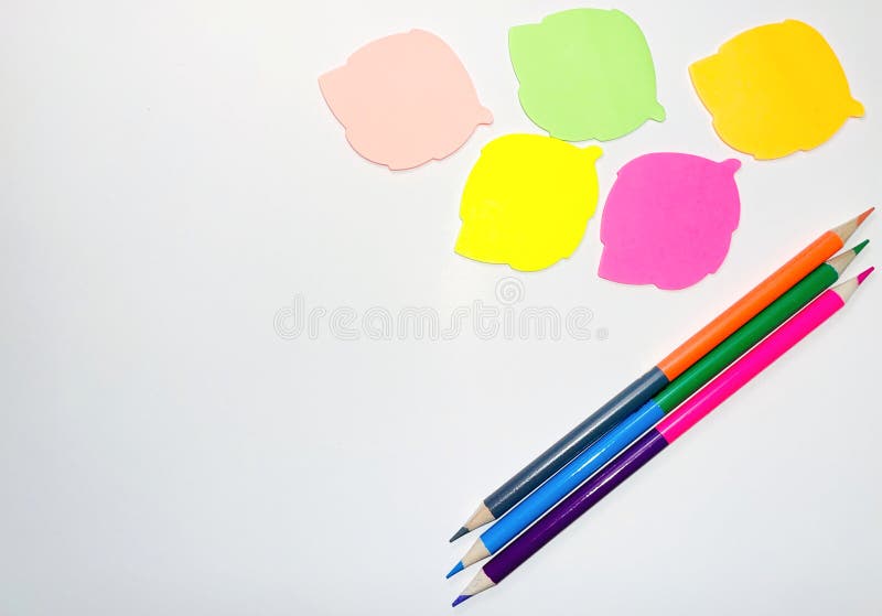 Colored Pencils for Drawing, Stickers Stock Image - Image of black ...