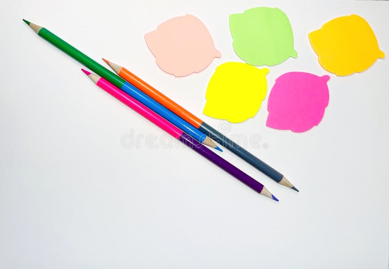 Colored Pencils for Drawing, Stickers Stock Photo - Image of isolated ...