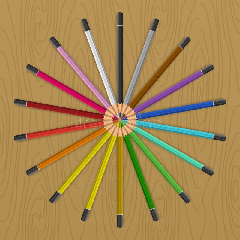 Colored Pencils that Fan Circle Stock Vector - Illustration of circle ...
