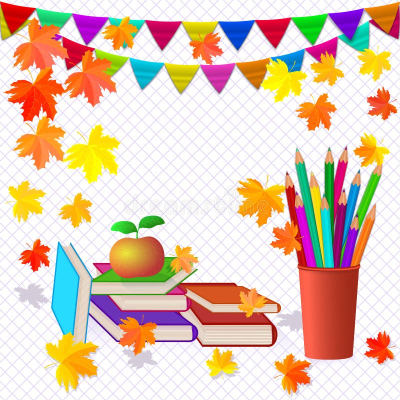 Colored Pencils, Colored Flags On White Background. Editable Template ...