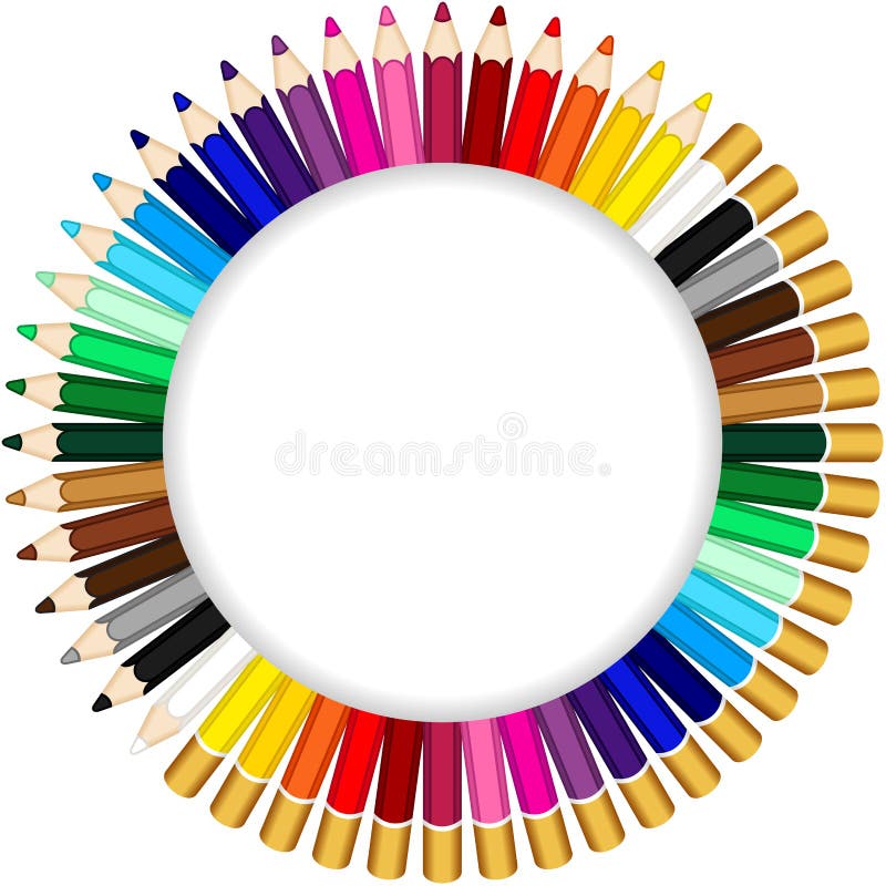 Colored Pencils Forming a Round Frame Stock Vector - Illustration of ...