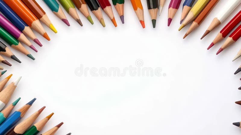 Colored Pencils Frame a White Space. Perfect for Art, School, and ...