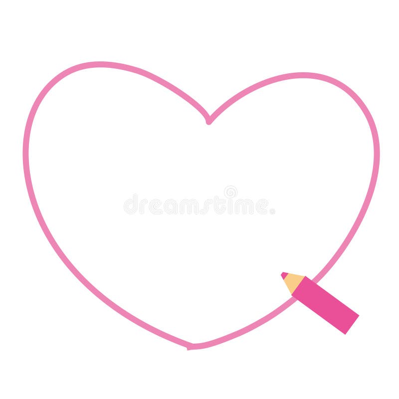 Colored Pencils Frames, Heart Shape Stock Illustration - Illustration ...
