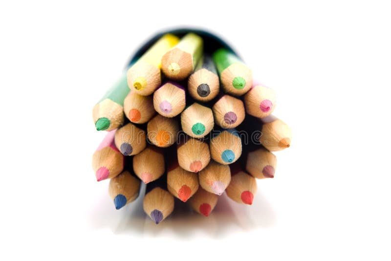Colored Pencils Front View in Closeup Stock Photo - Image of draw ...