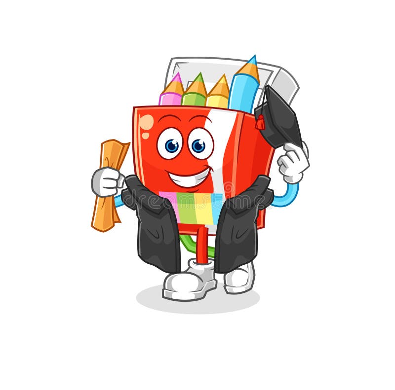 Colored Pencils Graduation Vector. Cartoon Character Stock Vector ...