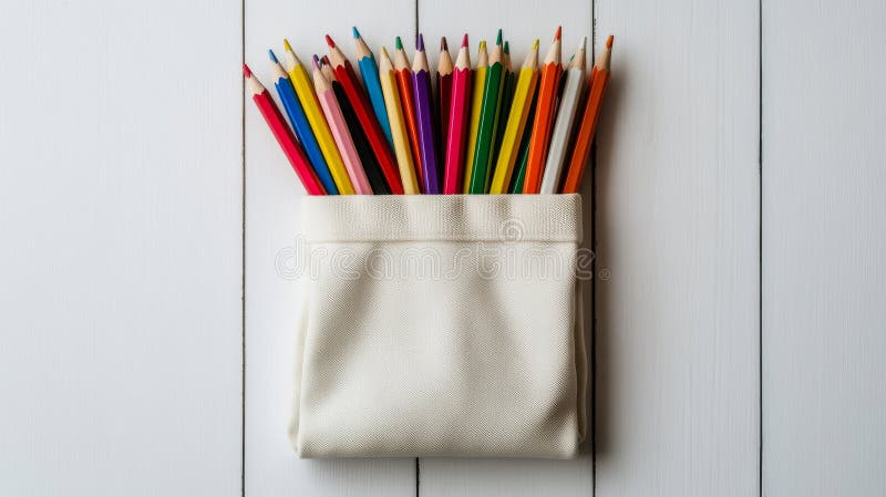 Colored Pencils Inside a Pencil Case, Set Against a White Background ...