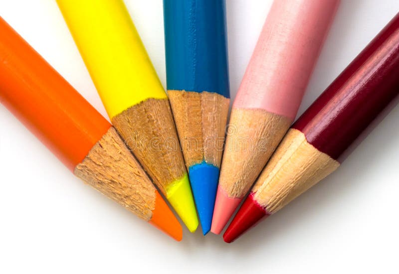 Colored Pencils Joined Together at the Tip Stock Image - Image of blue ...