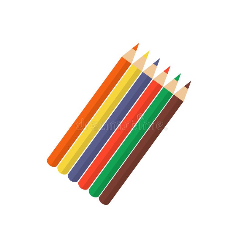 Colored Pencils for Learning To Draw, Set of Color Pencil, Flat Design ...