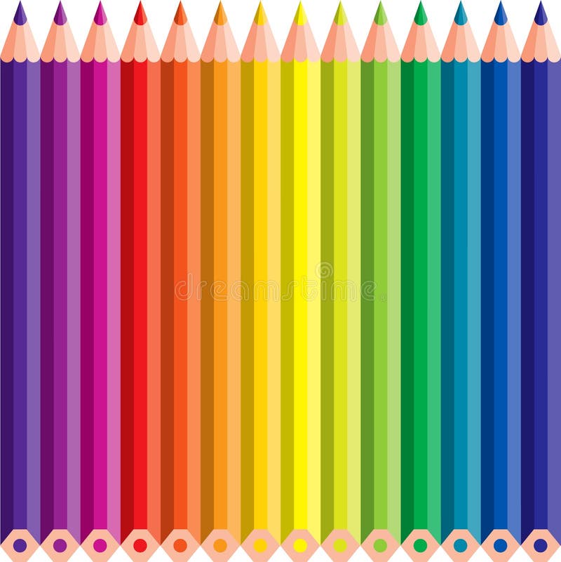 Colored pencils in a line stock illustration. Illustration of color ...