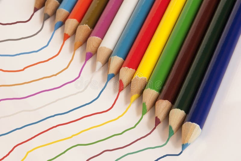 Colored Pencils and Lines stock image. Image of colorful - 22596791
