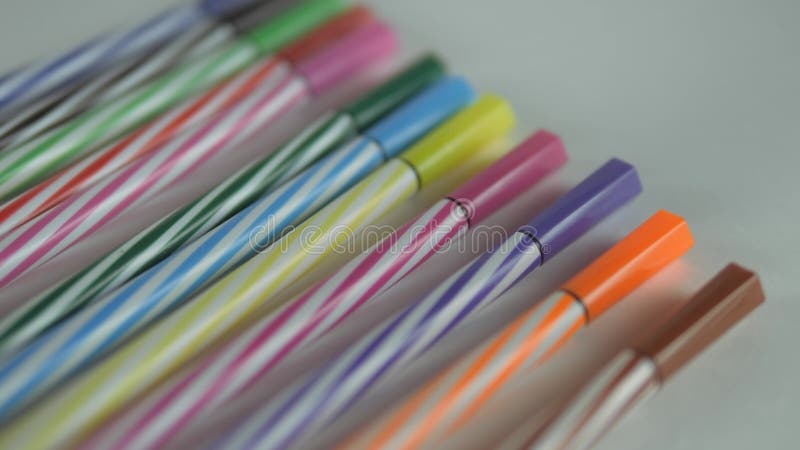 Colored Pencils. Markers on the Table Stock Video - Video of school ...