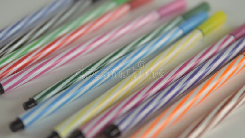 Colored Pencils. Markers on the Table Stock Footage - Video of board ...