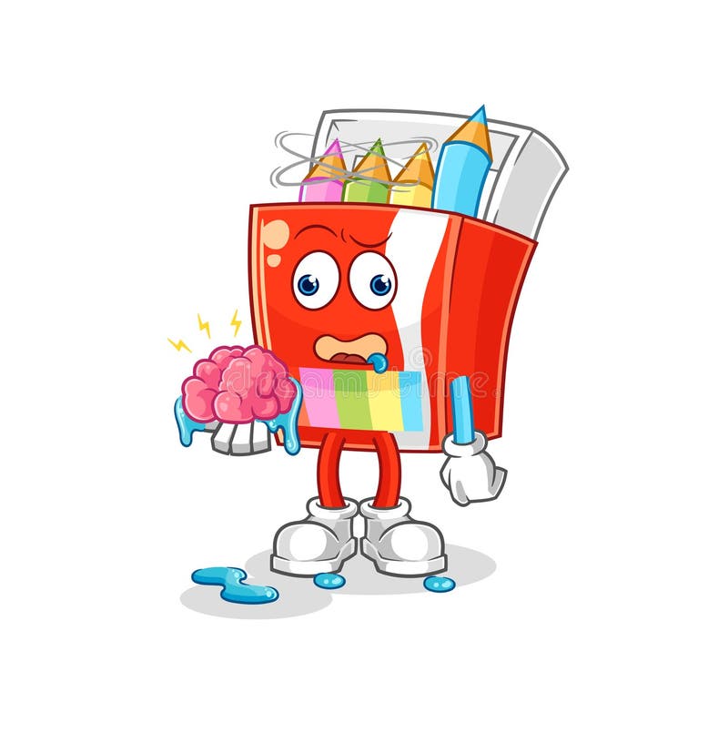 Colored Pencils No Brain Vector. Cartoon Character Stock Illustration ...