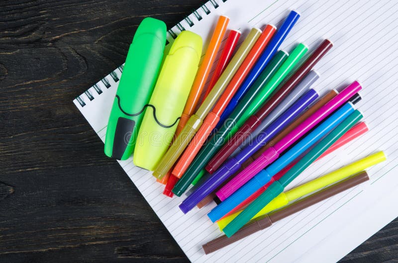 Colored Pencils and a Notebook Stock Photo - Image of design, business ...