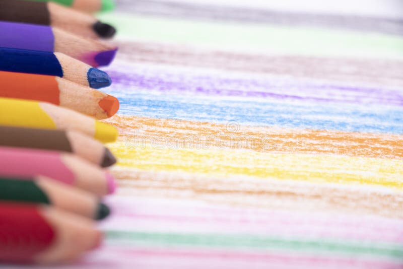 Colored Pencils and Painted Paper Stock Photo - Image of pencils ...