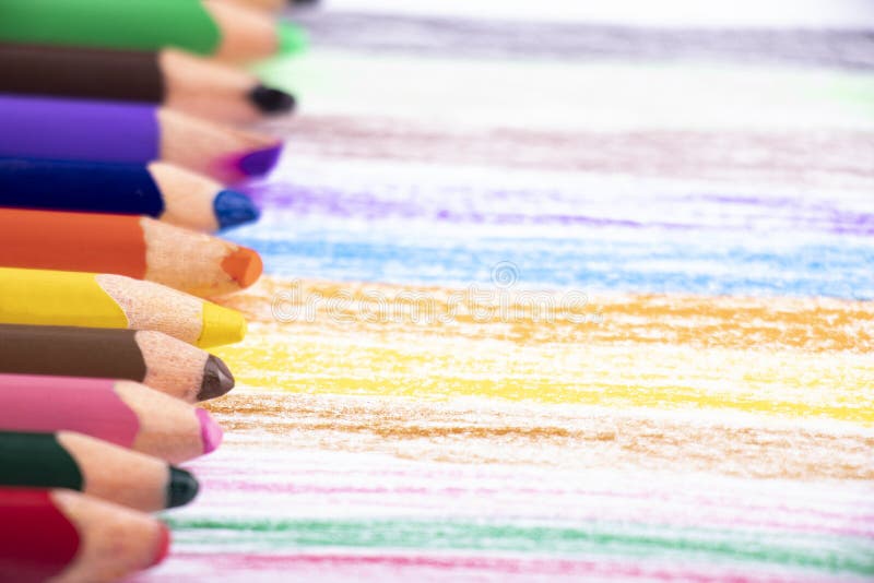 Colored Pencils and Painted Paper Stock Image - Image of orange ...