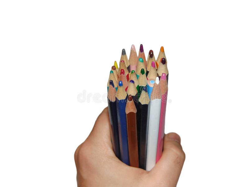 Colored Pencils in a Person S Hand Stock Image - Image of education ...