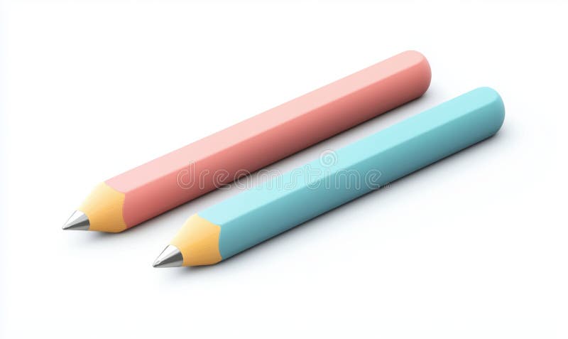 Colored Pencils Pink Blue, Two Pencils with Sharpened Tips, Smooth ...