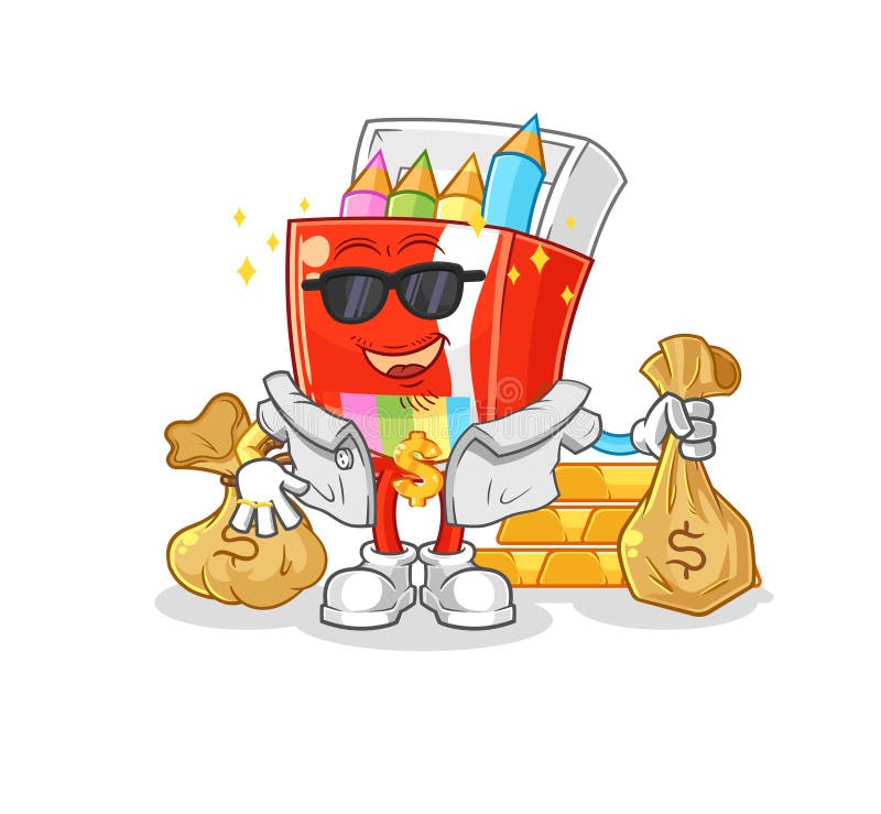 Colored Pencils Rich Character. Cartoon Mascot Vector Stock Vector ...