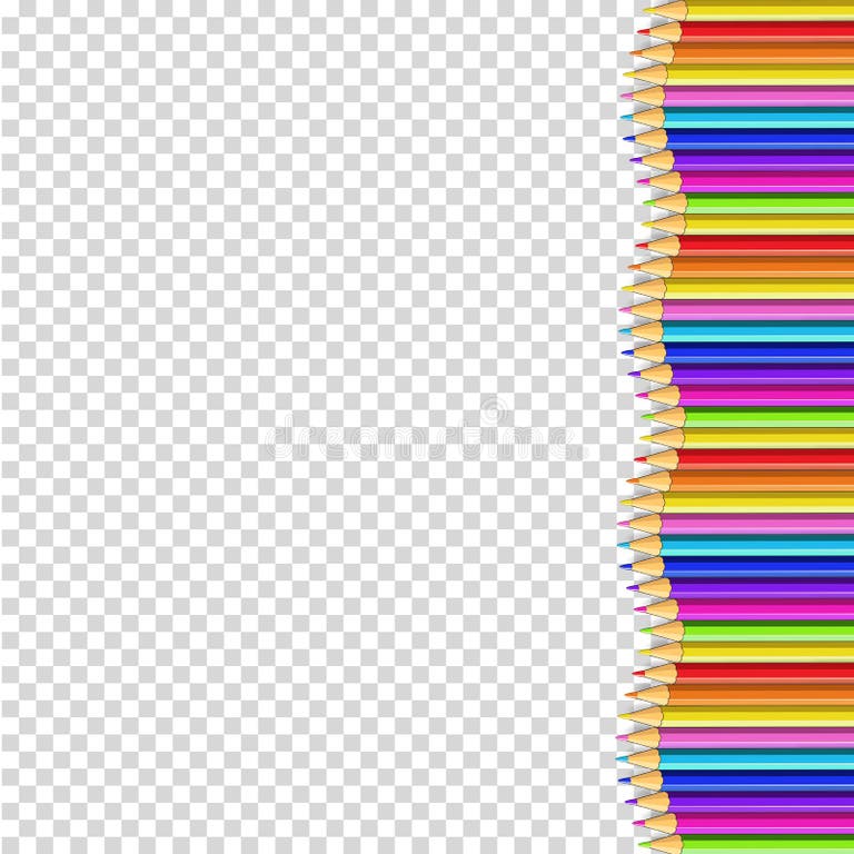 Colored Pencils Right Side Border in Shape of Wave, Multicolored Frame ...