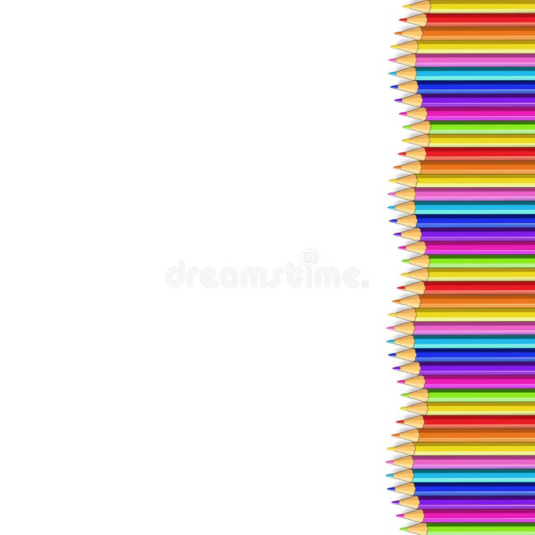 Colored Pencils Right Side Line in Shape of Wave Stock Illustration ...