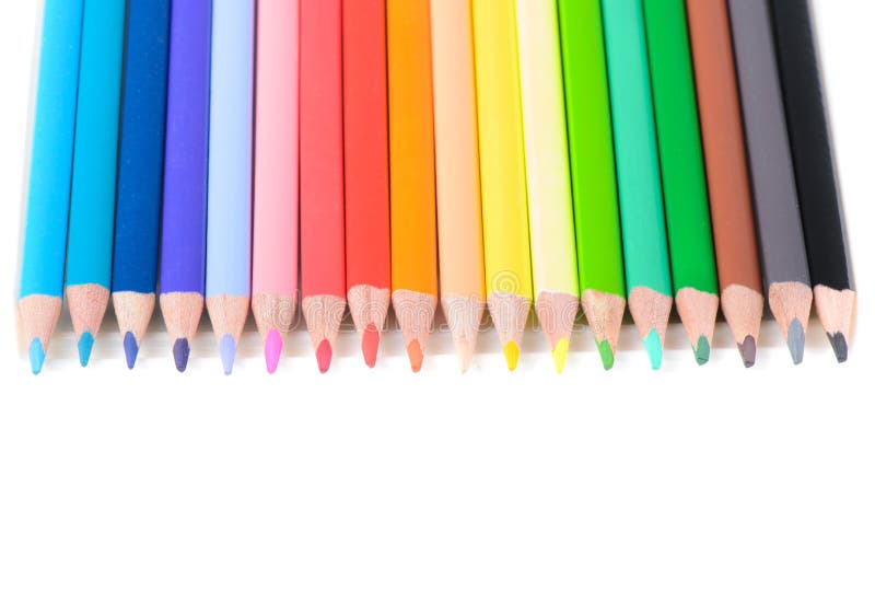 Colored pencils on row stock photo. Image of pattern - 43806174