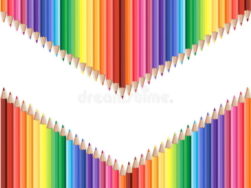 Colored Pencils Row with Wave on Lower Side Stock Vector - Illustration ...