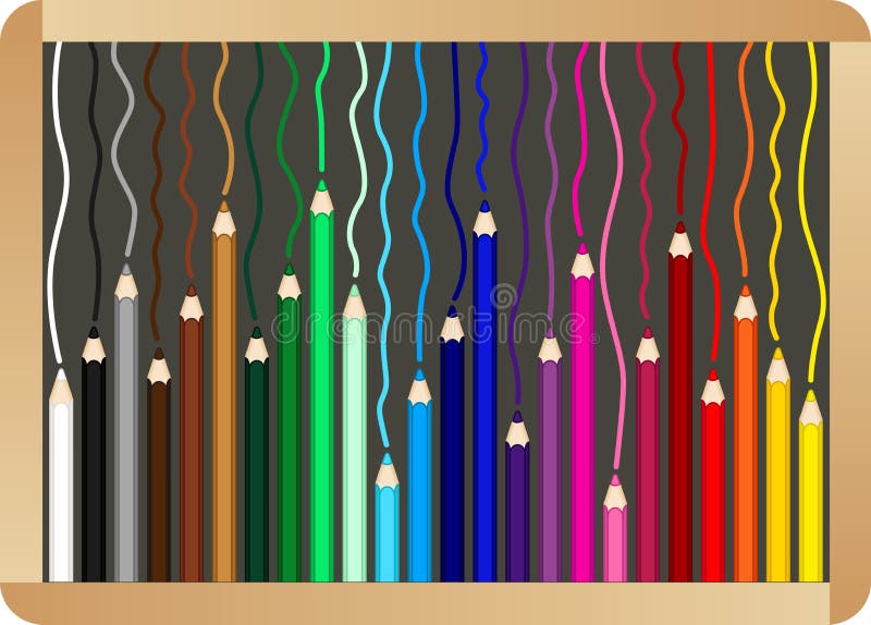 Colored Pencils on School Board Stock Vector - Illustration of graphic ...