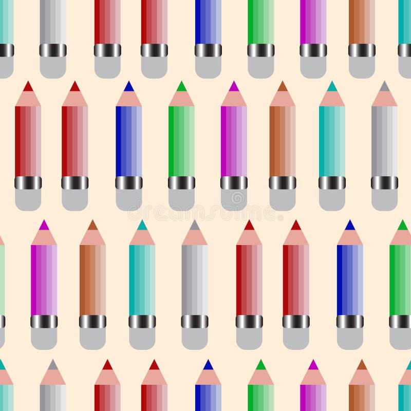 Colored Pencils, Seamless Pattern Stock Vector - Illustration of ...