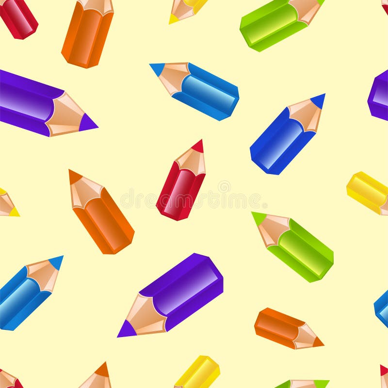 Colored Pencils Seamless Pattern. Seamless Pattern with Flat Style of ...