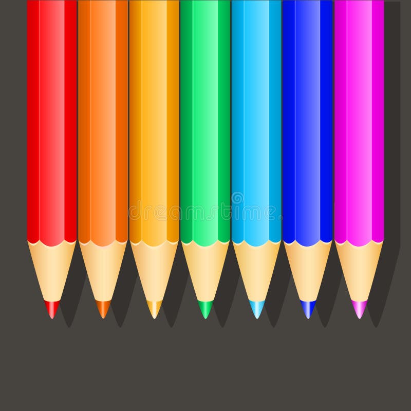 Colored Pencils Set. Colors of Rainbow. Vector Illustrations. Stock ...