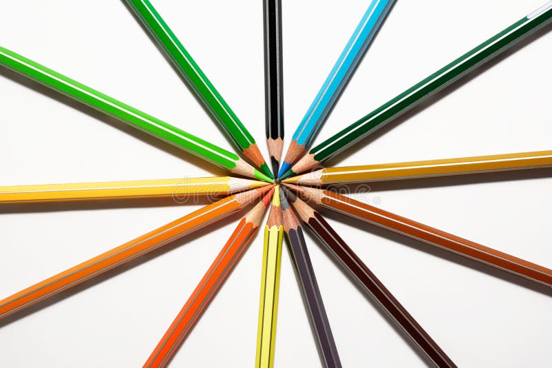 Colored Pencils and Sharp in Circle Stock Image - Image of paper ...