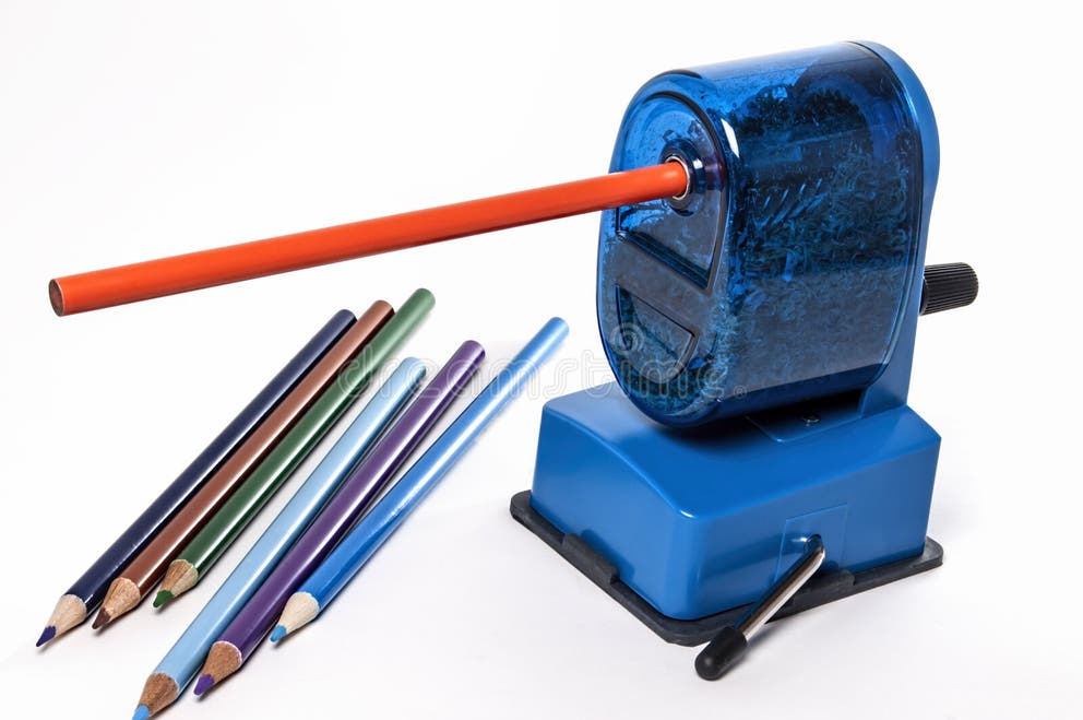 Colored Pencils and Sharpener Stock Image - Image of colorful, shaving ...