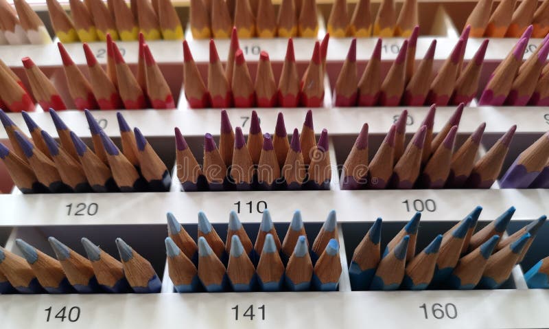 Colored Pencils on the Shelf Stock Image - Image of store, shelf: 170161713