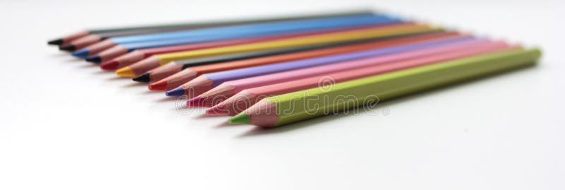 Colored pencils side view stock photo. Image of drawing - 192542526