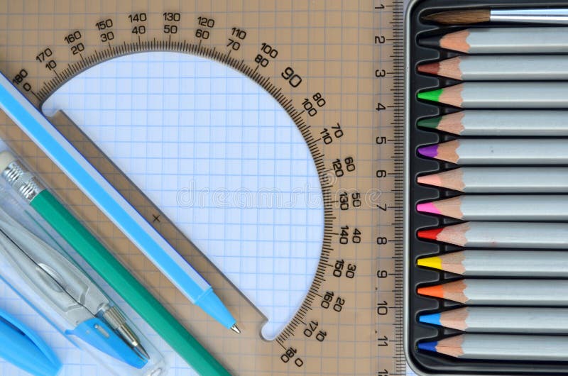 Colored pencils stock photo. Image of eraser, school - 56857392