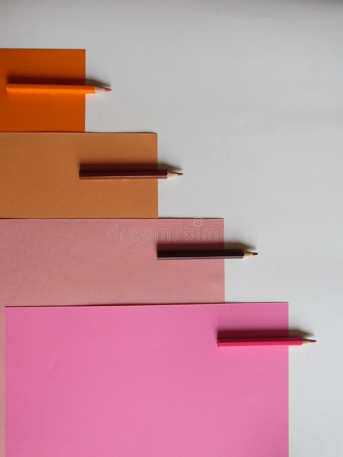 Colored Pencils on Strips of Paper Stock Photo - Image of orange ...