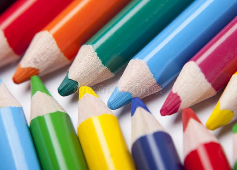 Colored Pencils on the Table Stock Photo - Image of background, pencil ...