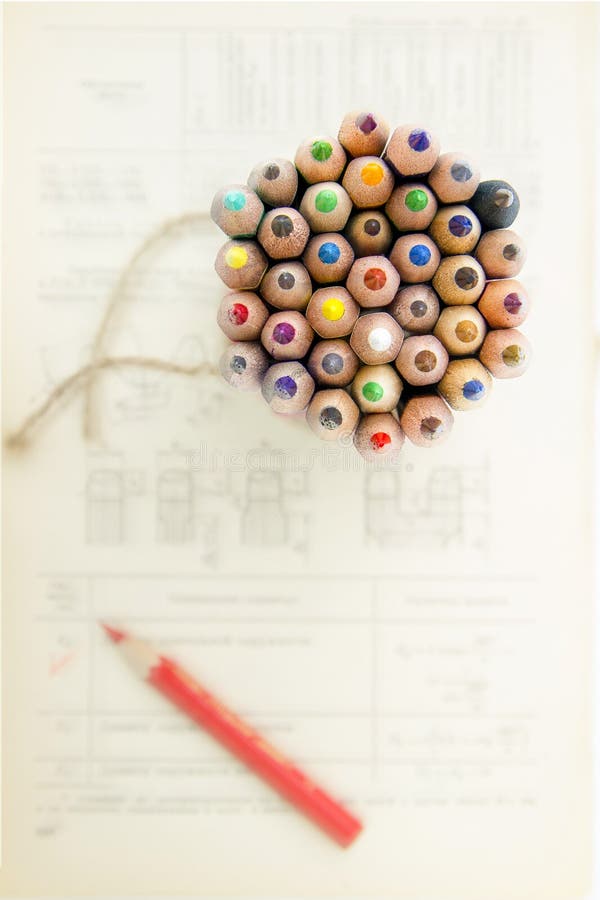 Colored Pencils are in the Technical Drawings and Symbolize the Time of ...