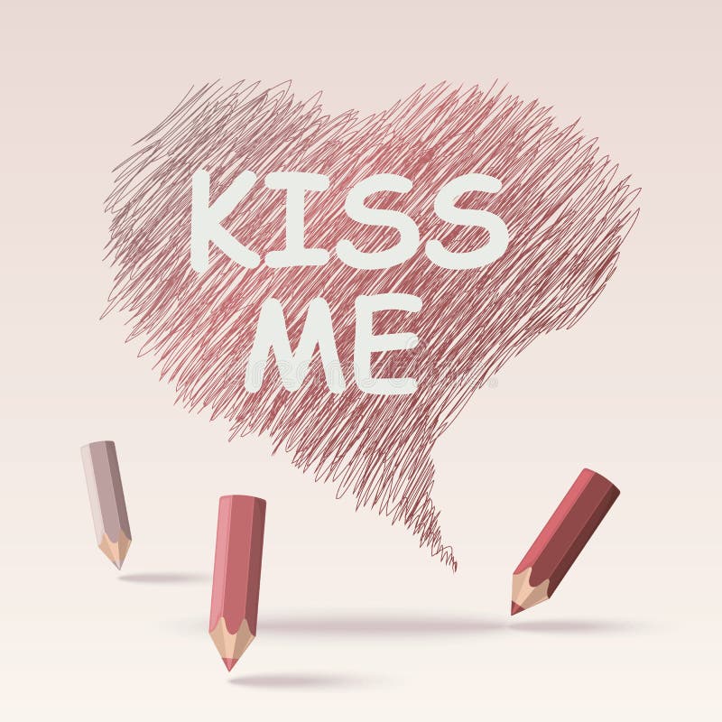 Colored Pencils Text Kiss Me Stock Illustration - Illustration of ...