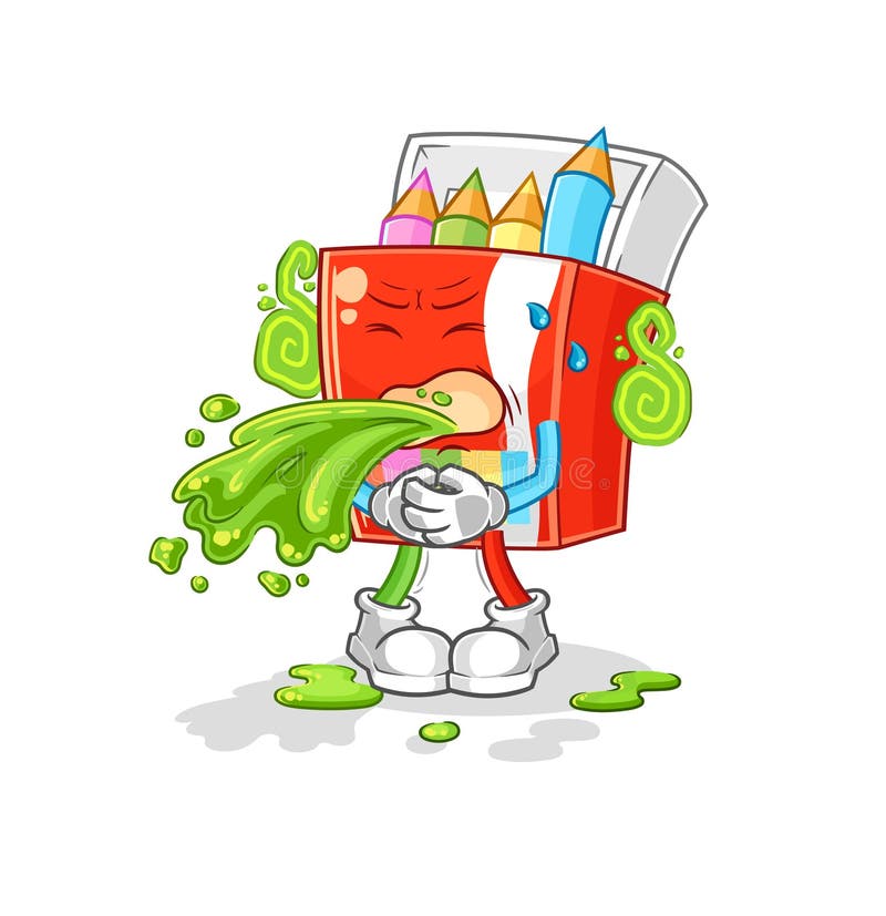 Colored Pencils Throw Up Cartoon. Cartoon Mascot Vector Stock Vector ...
