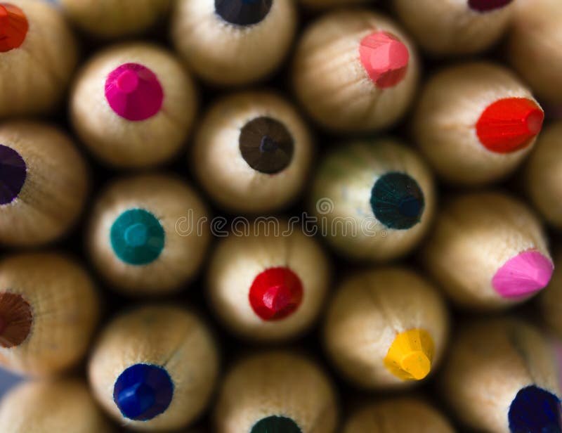 Colored Pencils, Top View. Macro Stock Image - Image of kindergarten ...