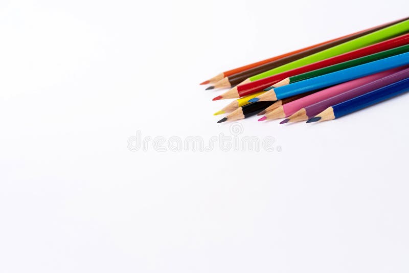 Colored Pencils in the Upper Right Corner Stock Photo - Image of animal ...