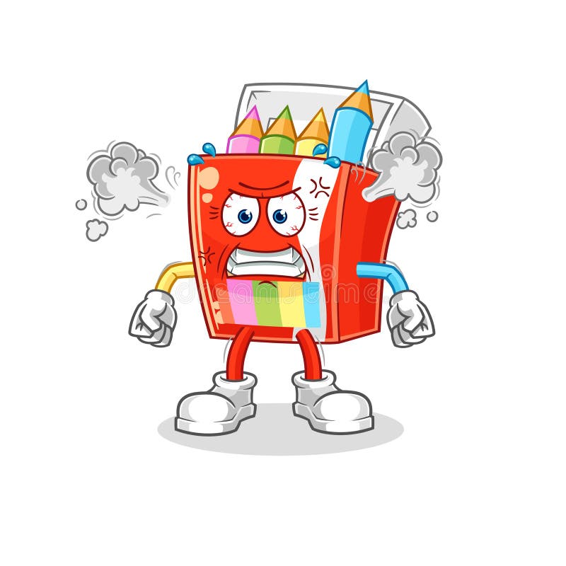 Colored Pencils Very Angry Mascot. Cartoon Vector Stock Vector ...
