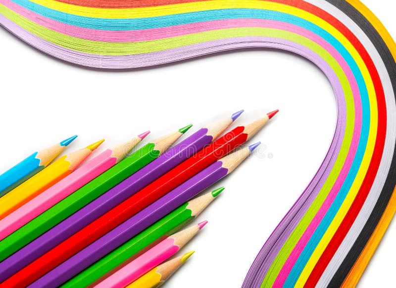 Colored Pencils on White Background Stock Image - Image of arrangement ...