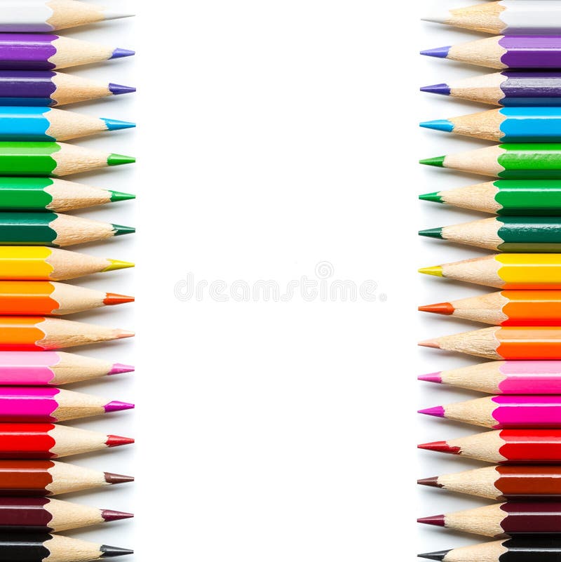 Colored Pencils on White Background Stock Image - Image of brown, green ...